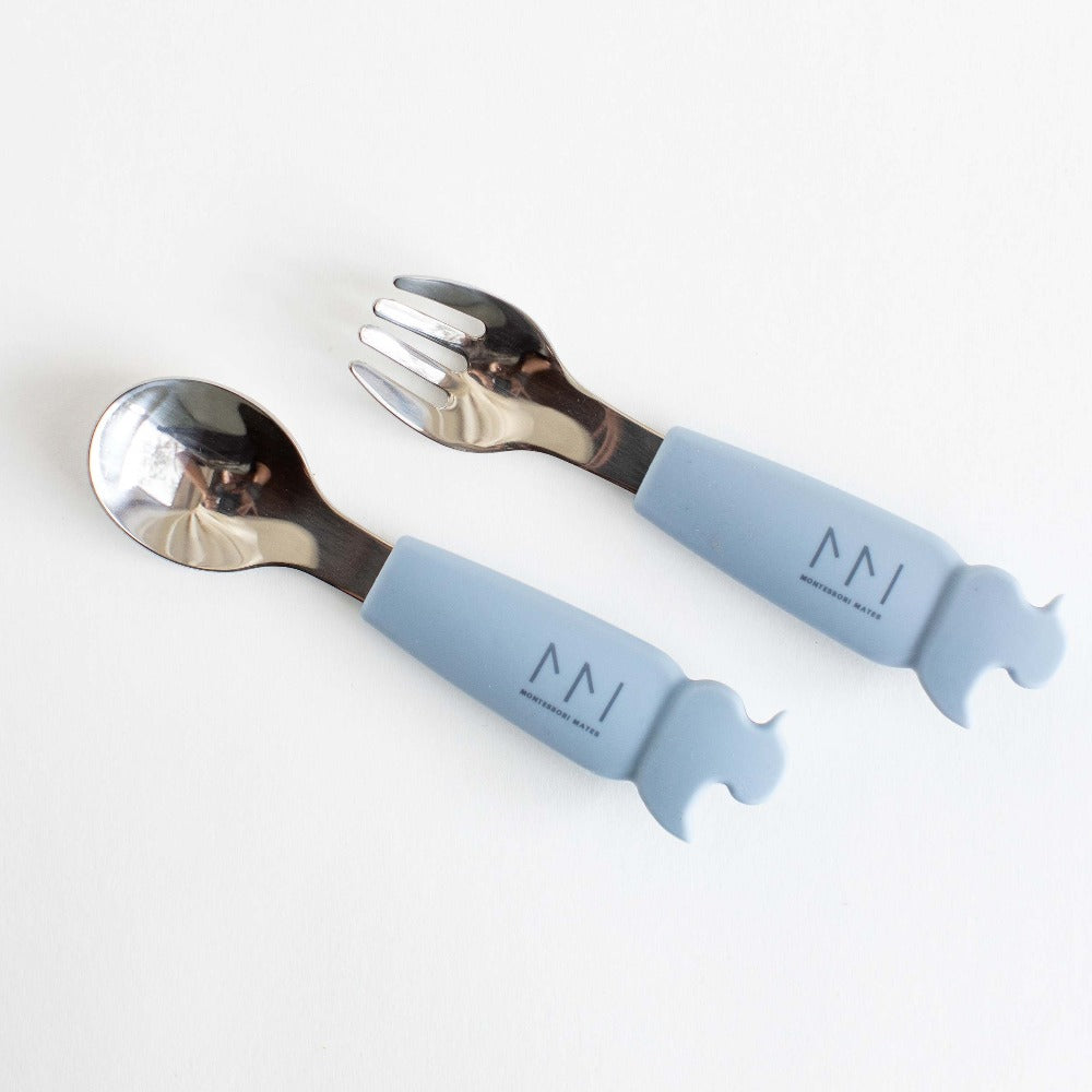 Silicone and Stainless Steel Toddler Cutlery Set – Montessori Mates